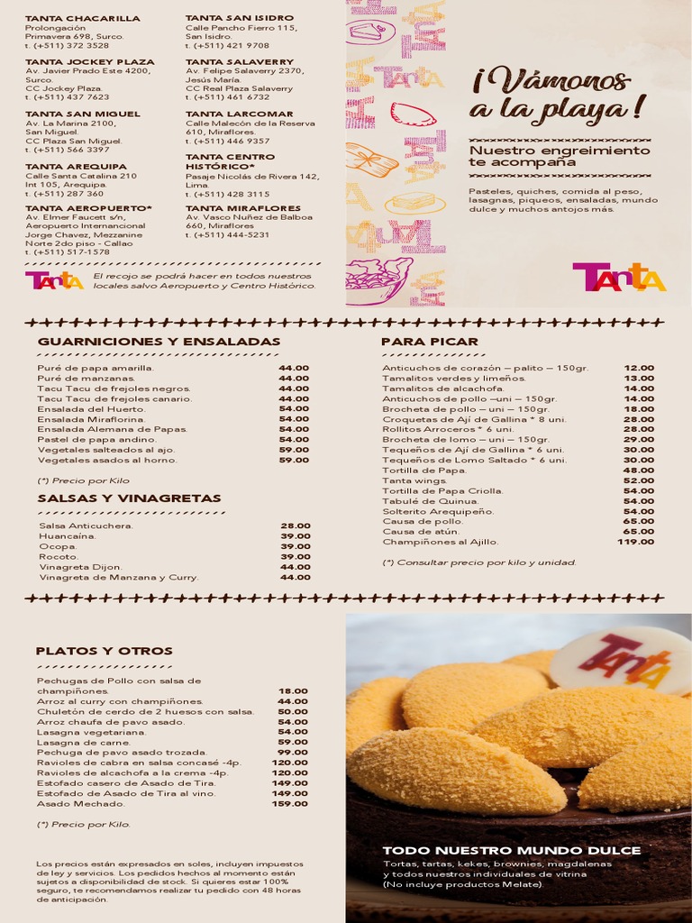 Carta de Verano Tanta 2018 PDF | PDF | Lasaña | Carne