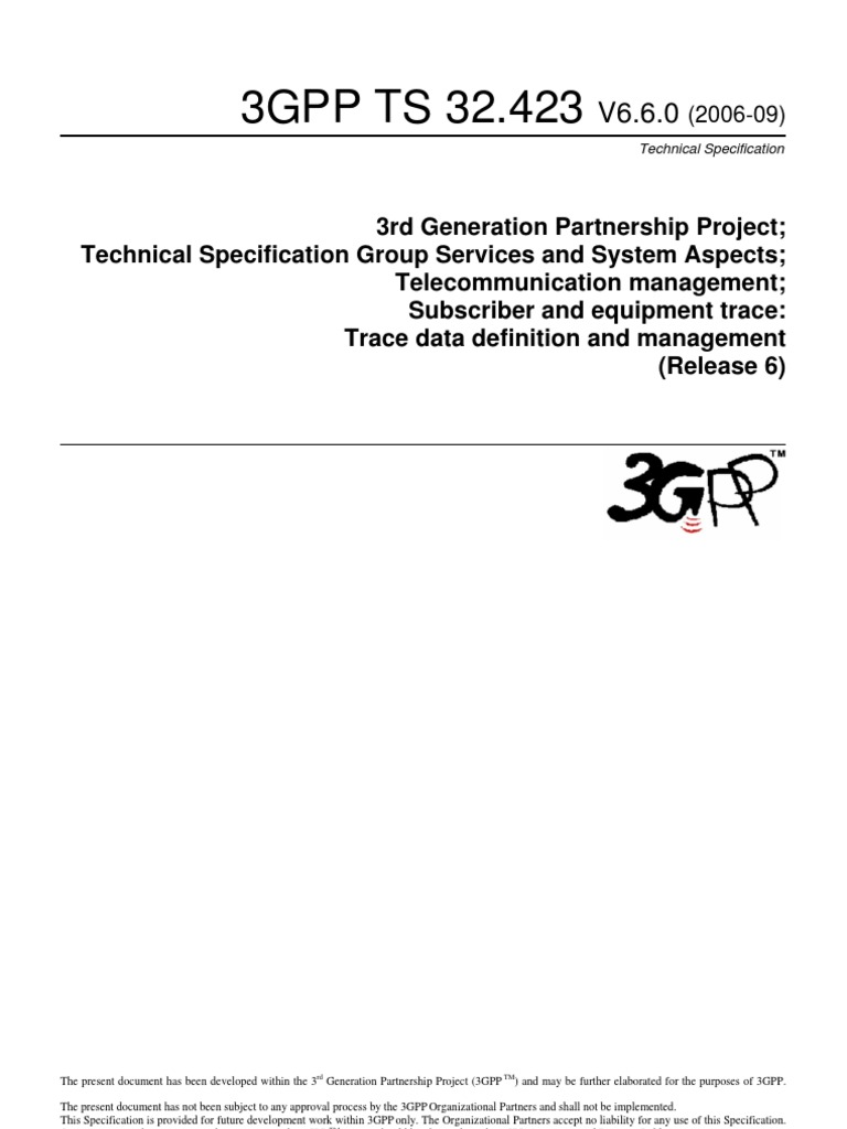 3GPP TS 32.423: Technical Specification | PDF | Xml | Xml Schema