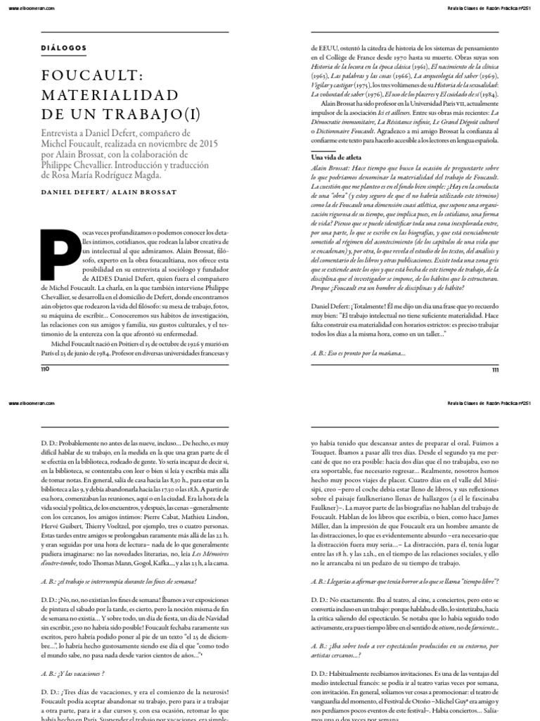 Entrevista a Defert sobre Foucault | PDF | Michel Foucault