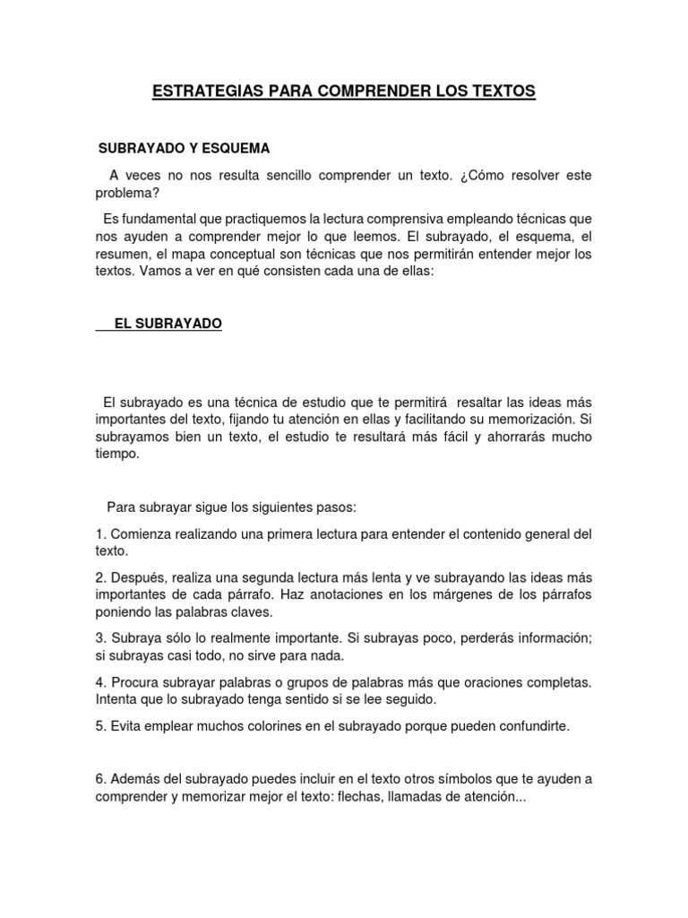 Estrategias para Comprender Los Textos | PDF | Lectura (proceso) | Memoria