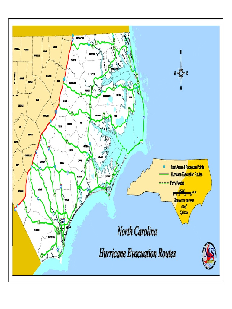 NC Hurricane Route Map | PDF | North Carolina | Weather