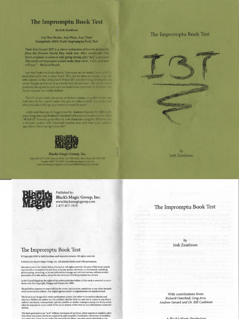 Josh Zandman The Impromptu Book Test PDF | PDF