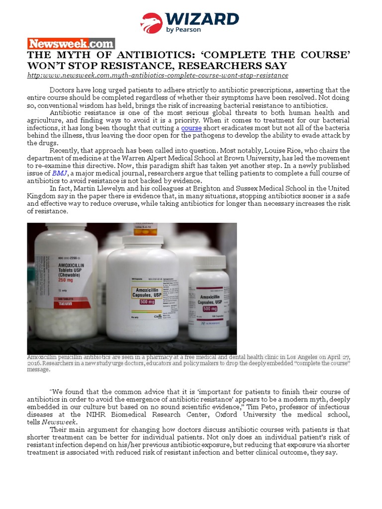 The Myth of Antibiotics: Complete The Course' Won'T Stop Resistance ...