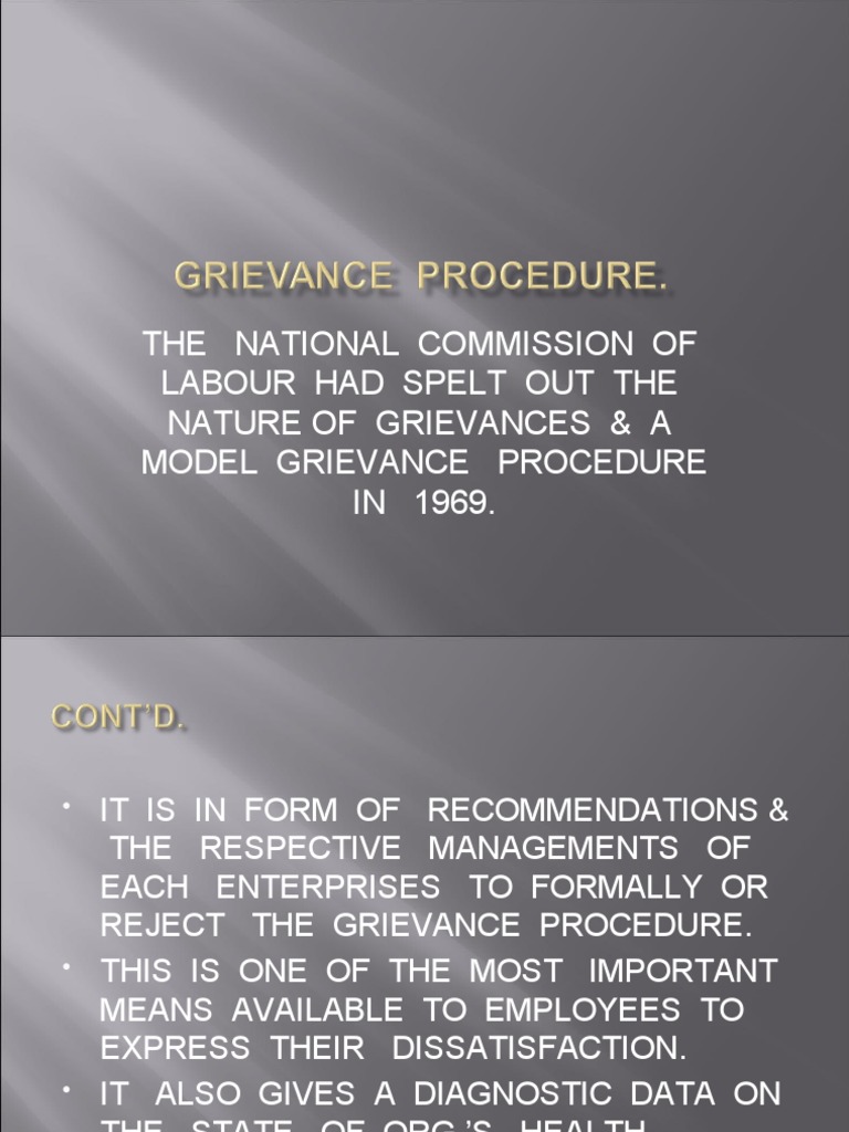 The Grievance Procedure: Common Areas of Grievances, Causes of ...