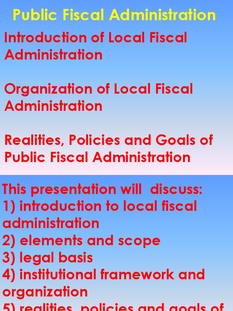 Overview of Public Fiscal Administration | PDF | Local Government | Taxes