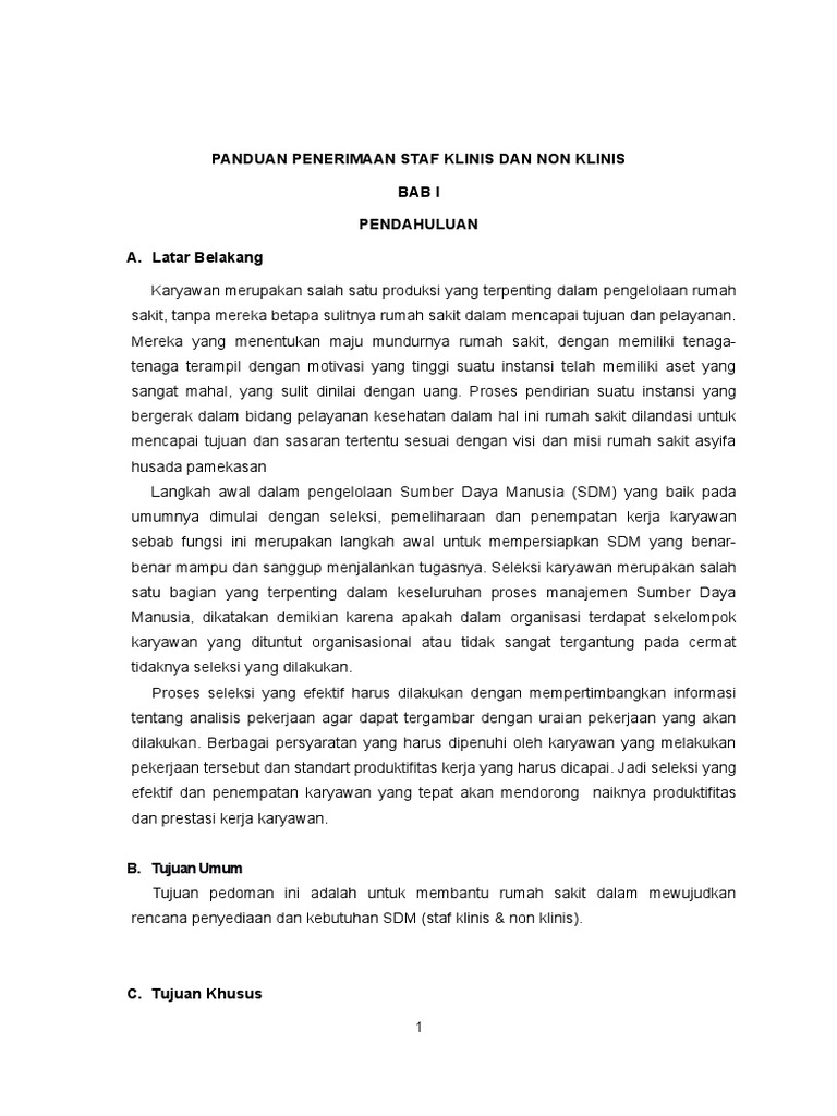 Panduan Penerimaan Staf Klinis Dan Non Klinis | PDF