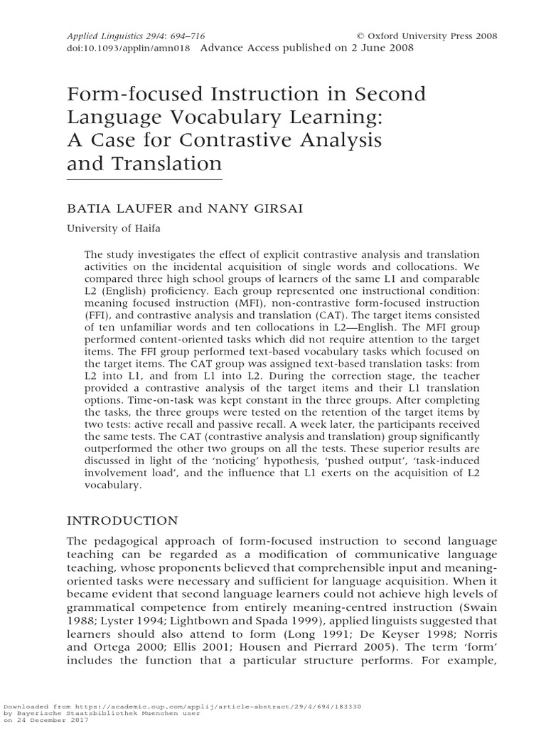Translation Form Focus Instruction | PDF | Second Language | Vocabulary
