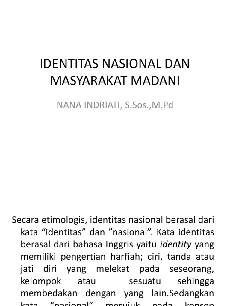 IDENTITAS NASIONAL DAN MASYARAKAT MADANI | PDF