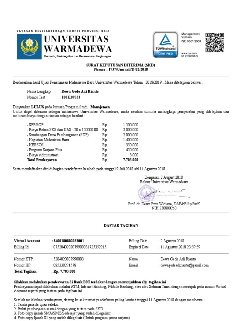 Surat Keputusan Diterima (SKD) PDF | PDF
