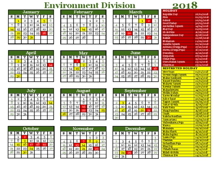 Calander 2018 | PDF | Religious Holidays | Observances Set