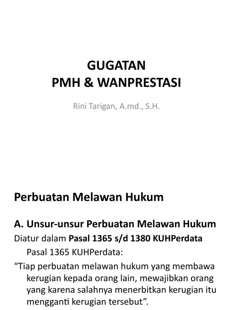 Gugatan PMH & Wanprestasi | PDF