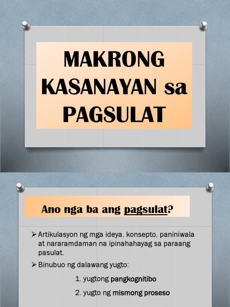 Makrong Kasanayan Sa Pagsulat