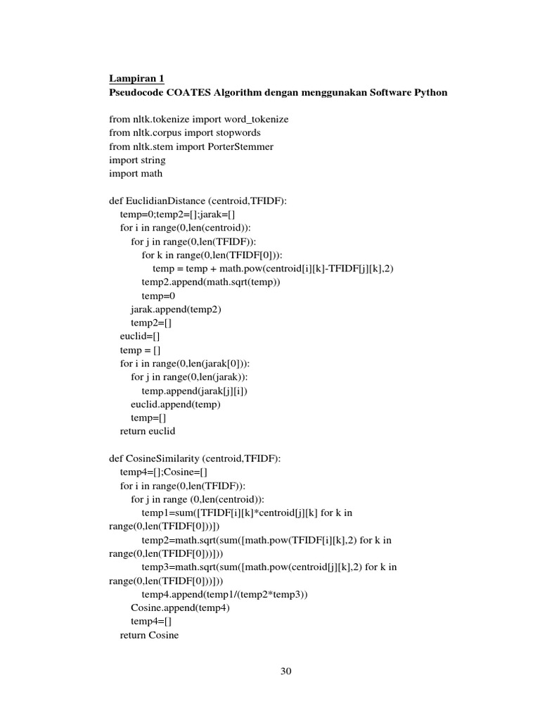 Lampiran 1 Pseudocode COATES Algorithm Dengan Menggunakan Software ...