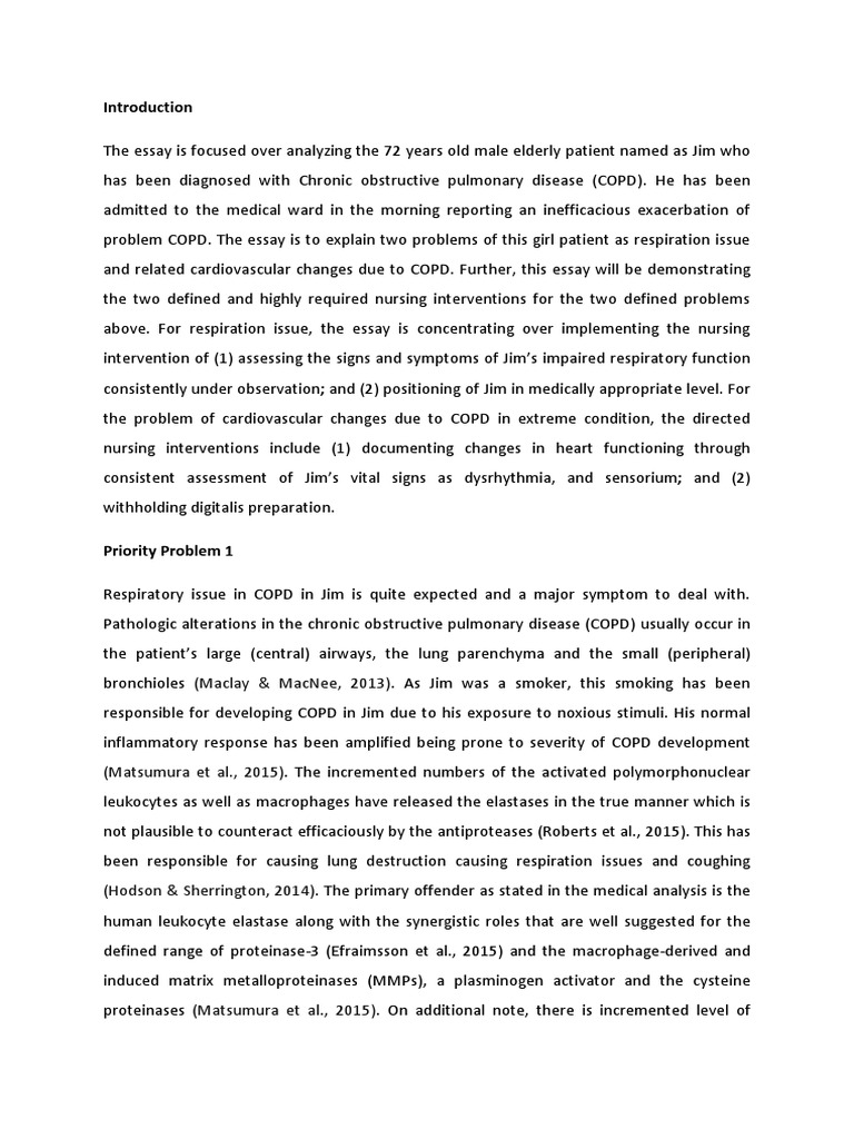 Jim Nursing Essay - Chronic Obstructive Pulmonary Disease (COPD ...