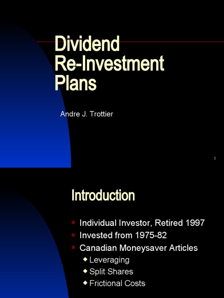 Dividend Re-Investment Plans: Andre J. Trottier | Download Free PDF ...