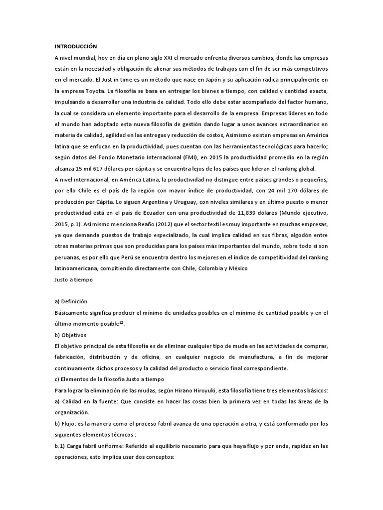 JIT A Empresa Metal Mecanica | PDF | Producción y fabricación ...