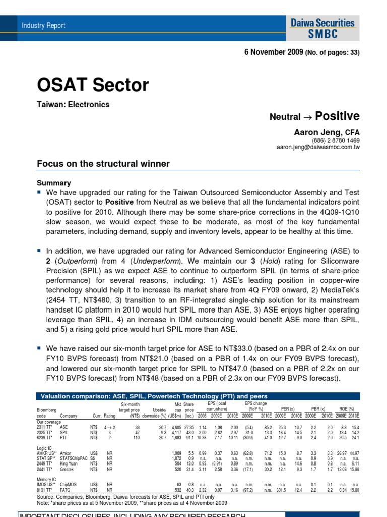 Osat Sector Taiwan | PDF | Gross Margin | Copper