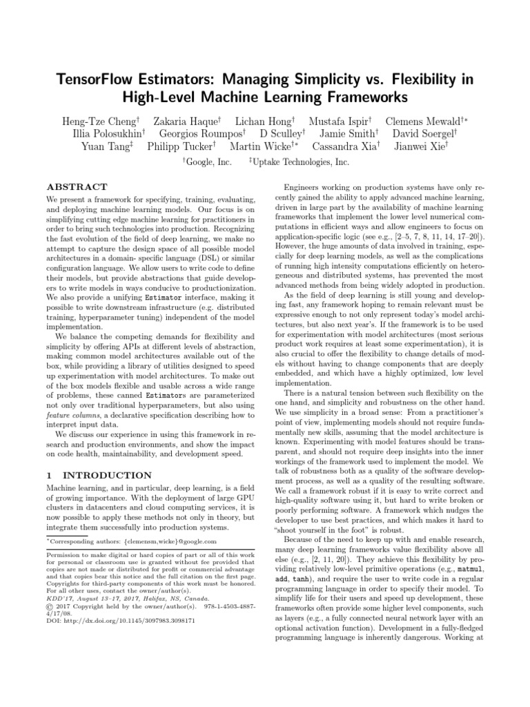 TF Estimators KDD Paper | PDF | Parameter (Computer Programming) | Artificial Neural Network