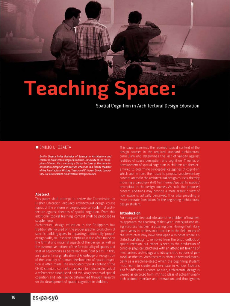 Teaching Space, Spatial Cognition in Architectural Design Education by ...