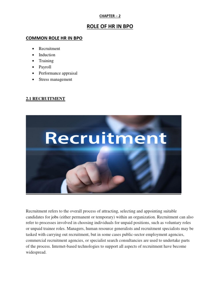 Common Role HR in Bpo | PDF | Recruitment | Payroll