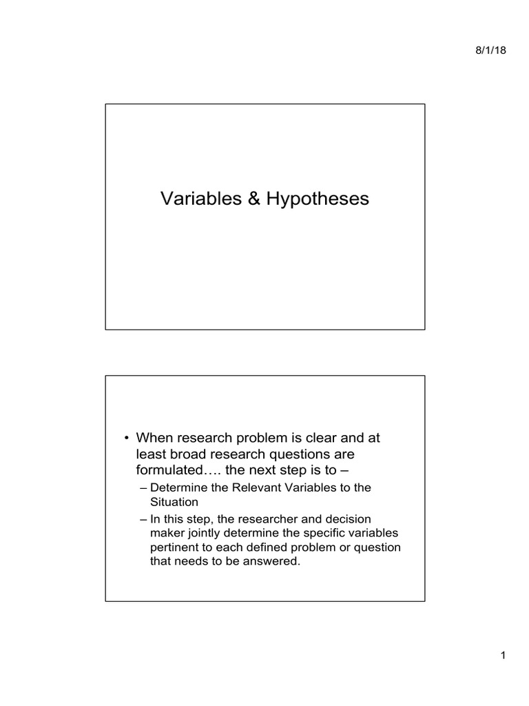 Lec 4 Variables and Hypotheses | PDF | Hypothesis | Concept