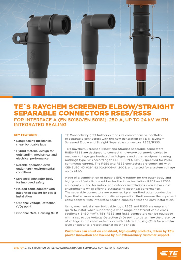 Te S Raychem Screened Elbow/Straight Separable Connectors Rses/Rsss ...