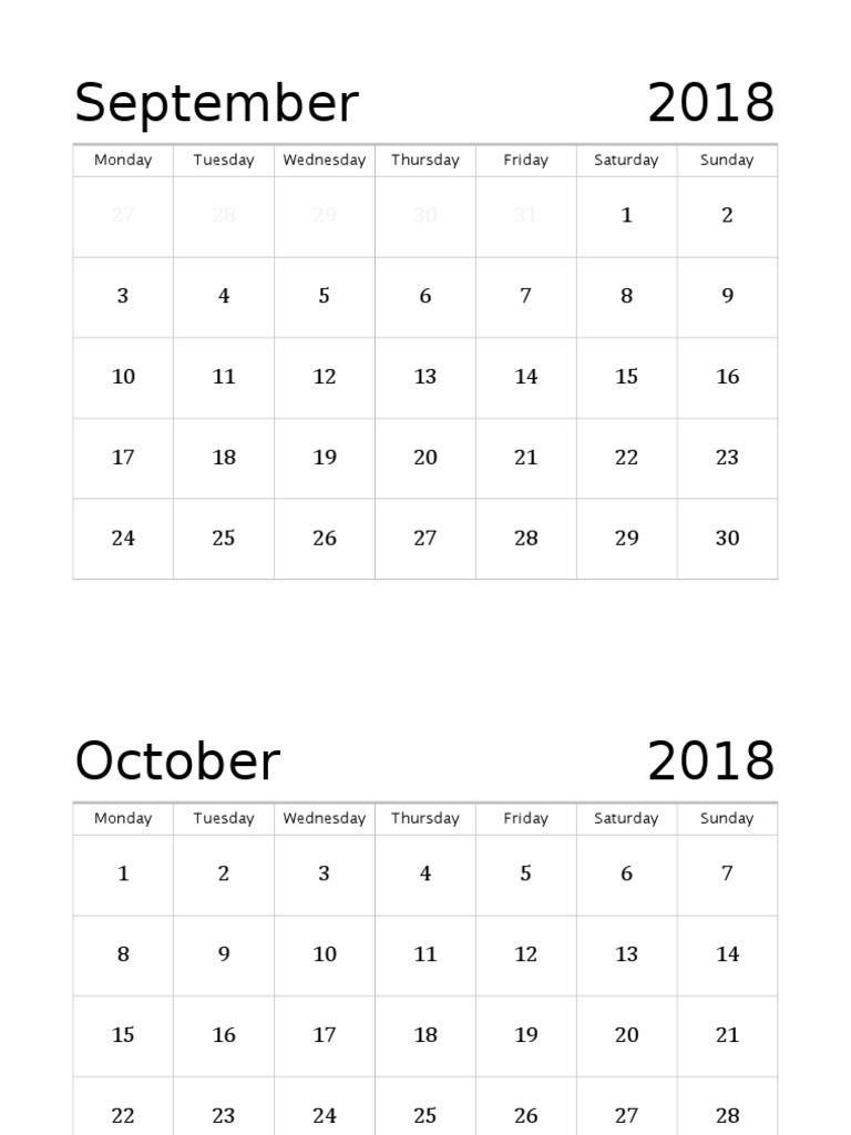 2018 Monthly Calendar | PDF