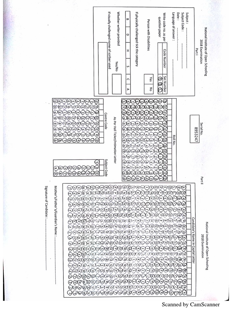 Nios Omr Sheet | PDF