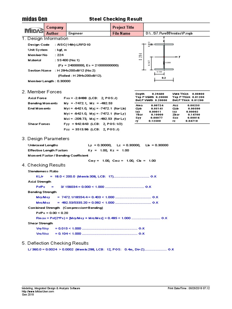 Midas Gen: 1. Design Information | PDF | Continuum Mechanics | Chemical ...