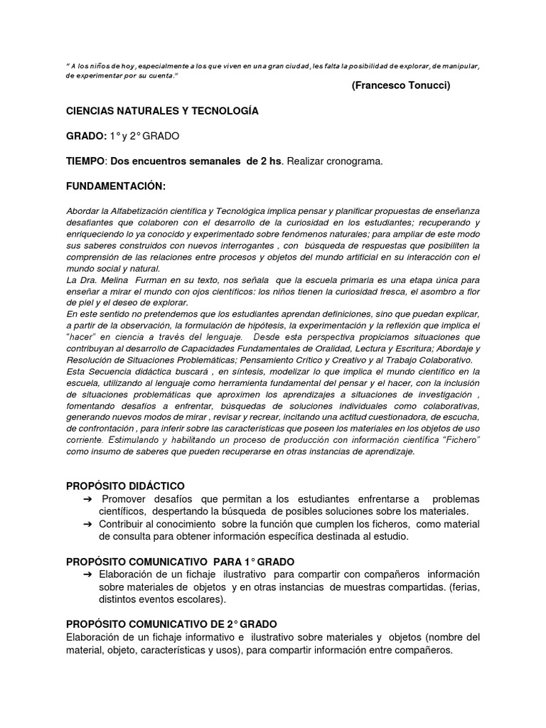 1º y 2º Grado Ciencias Naturales y Tecnología Los Materiales Otro | PDF ...