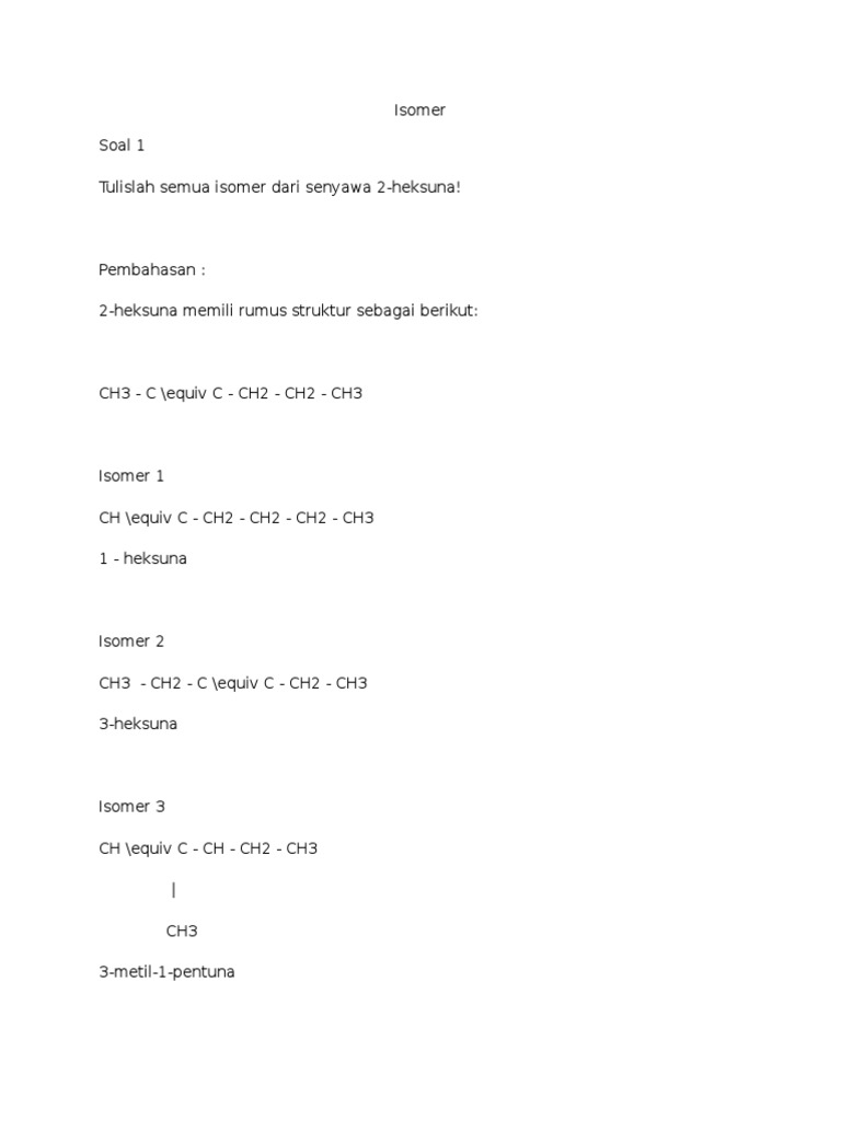 Isomer Senyawa Heksuna dan Pentuna | PDF