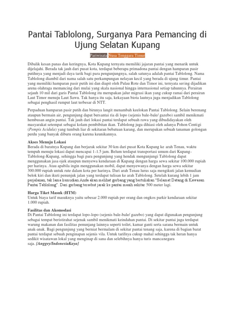 Pantai Tablolong | PDF