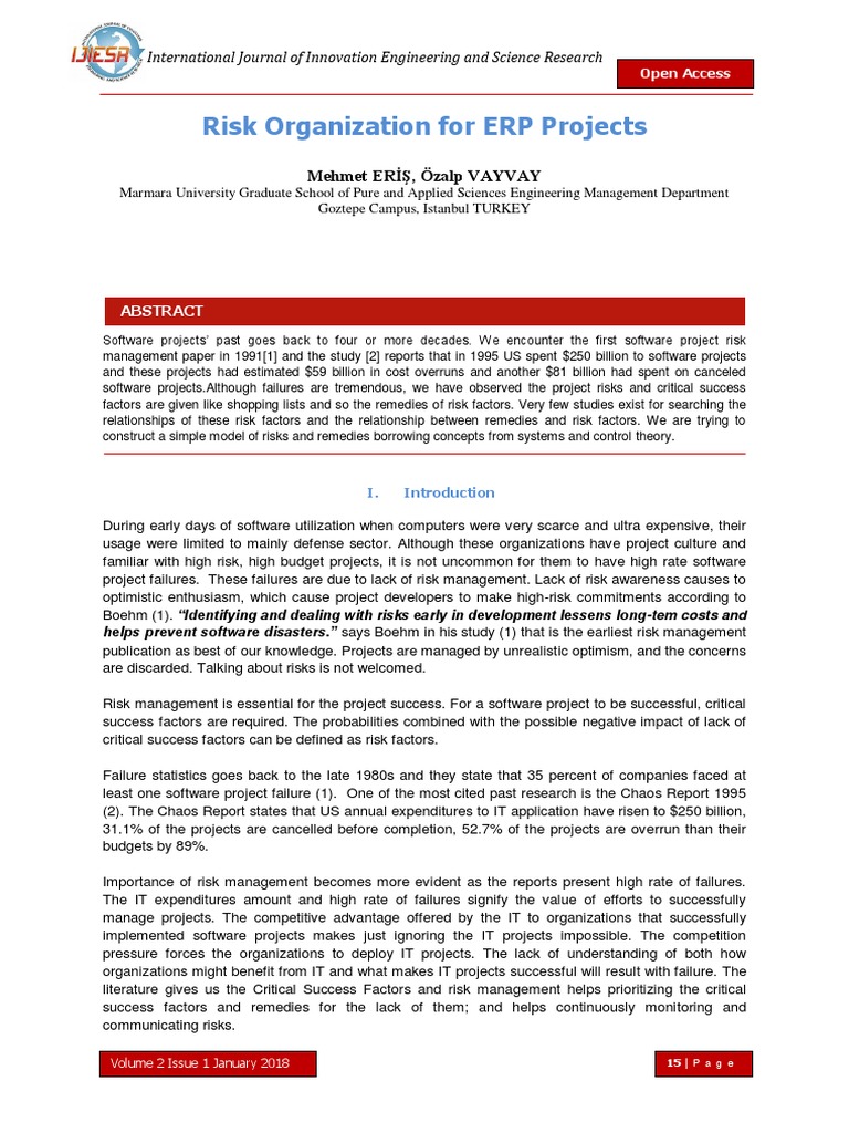 ERP Project Risk Management Guide | PDF | Enterprise Resource Planning ...