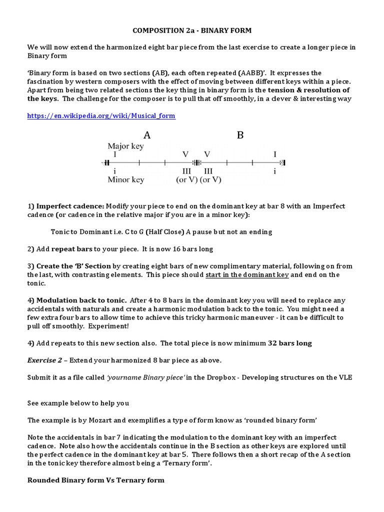 Binary Form Composition Exercise | PDF | Musical Forms | Musicology