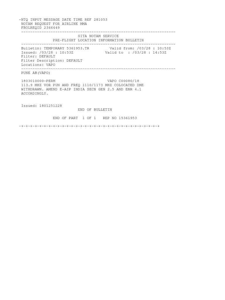 Pre-Flight Bulletin for VAPO Airport | PDF | Business