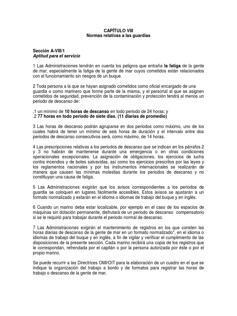 STCW CAP VIII Guardias de Mar PDF | PDF | Canal y Marítimo | Transporte