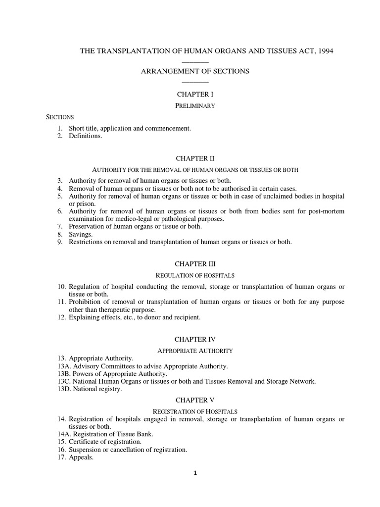Thota Act 2014 | PDF | Organ Donation | Organ Transplantation