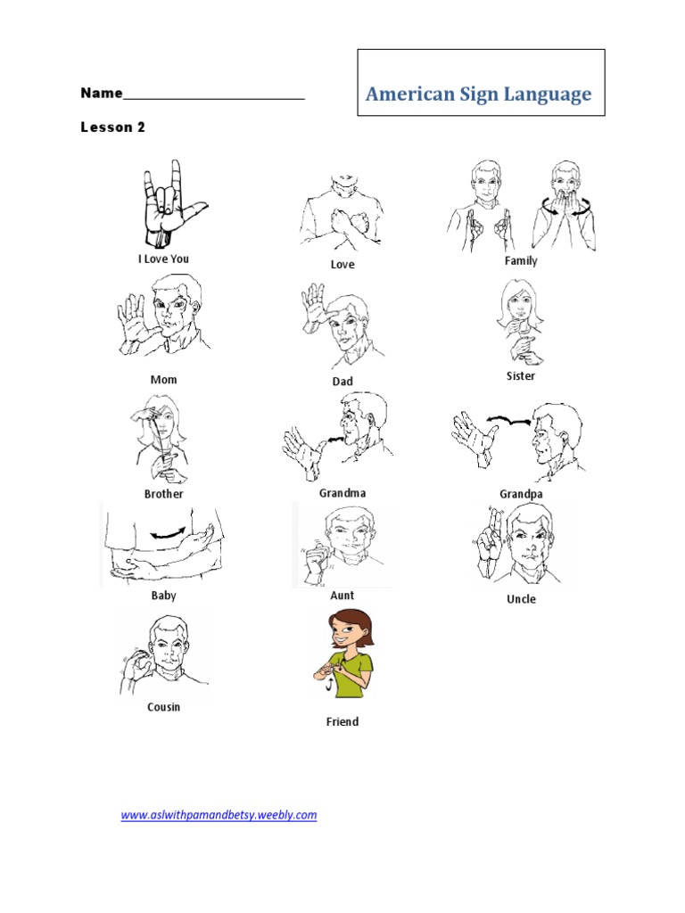 American Sign Language: Name - Lesson 2 | PDF