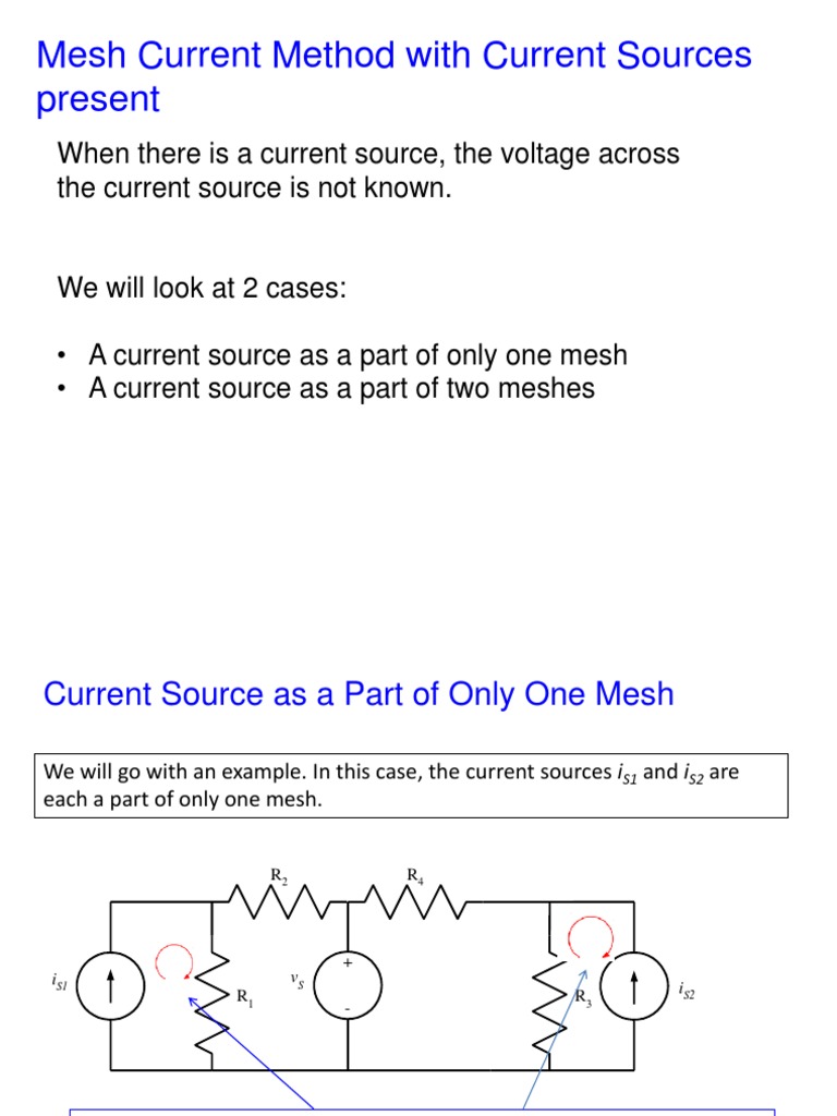 Mesh Current Method With Current Sources Present | PDF | Electrical ...