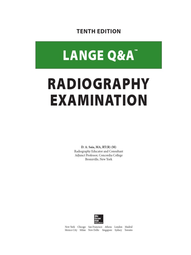 Lange Q&A: Radiography Examination | PDF | Infection | Injection (Medicine)