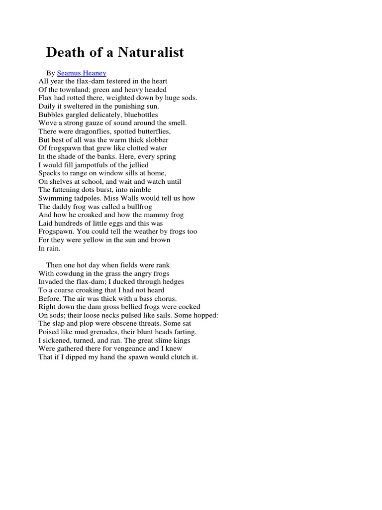 Death of A Naturalist: Seamus Heaney | PDF