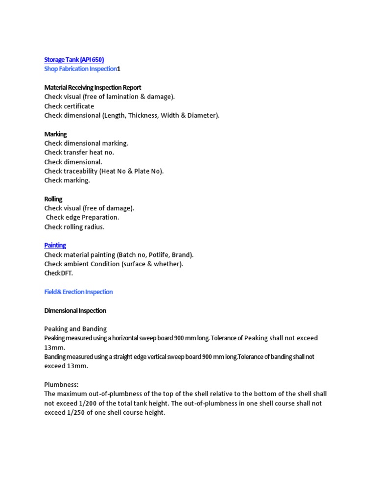Shop Fabrication Inspection: 1 Material Receiving Inspection Report ...
