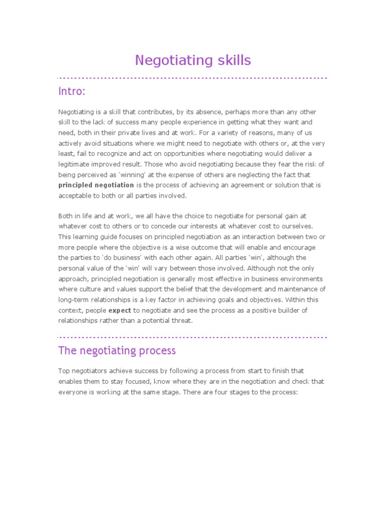 Negotiation | PDF | Negotiation | Thought