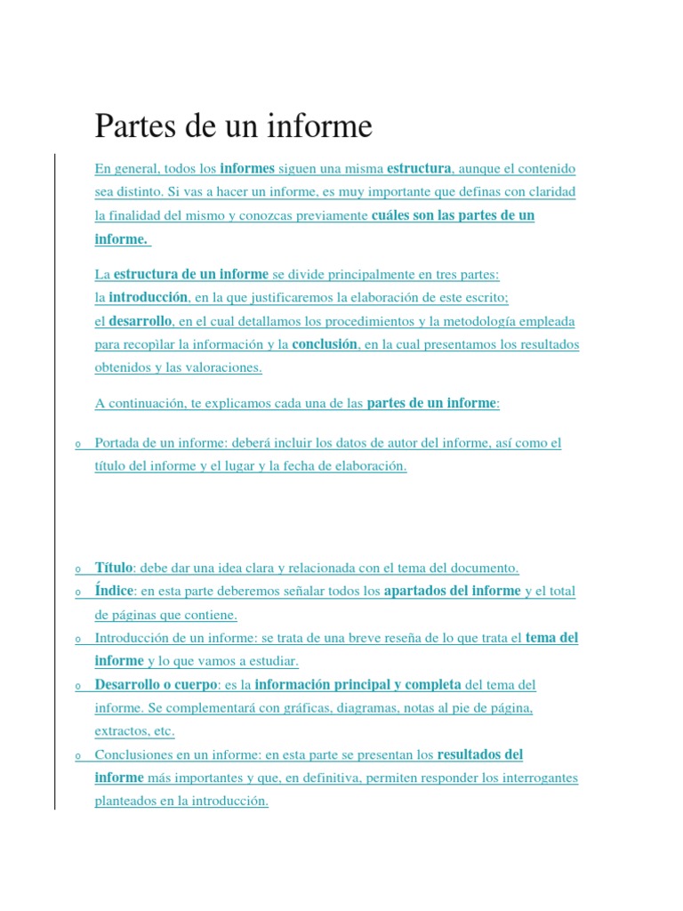 Partes de Un Informe | PDF