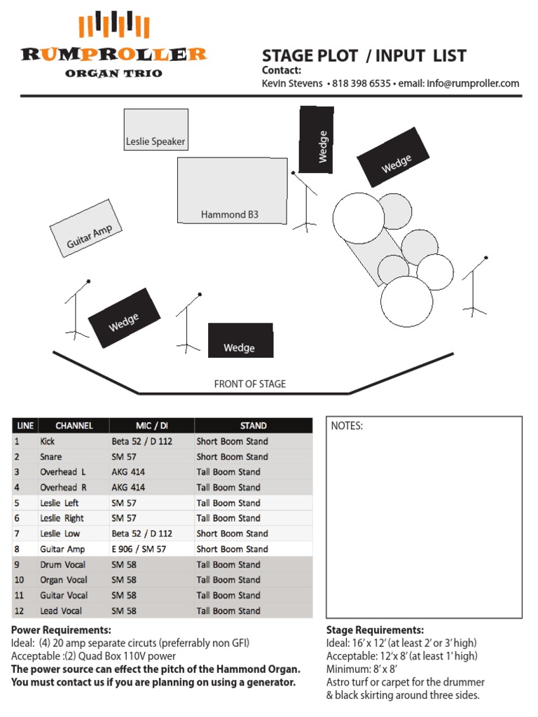 Rumproller Stage Plot | PDF