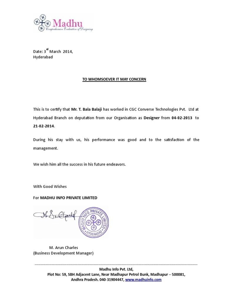 Experience Letter | PDF