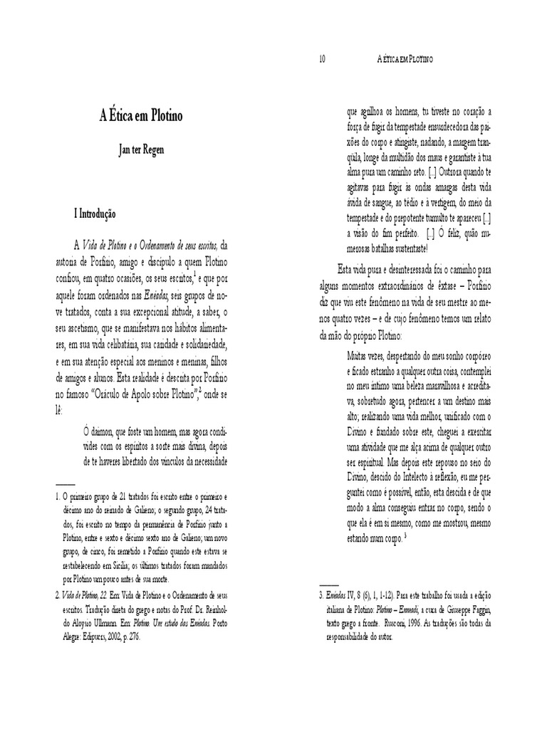 1 Etica em Plotino PDF | PDF | Alma | Metafísica