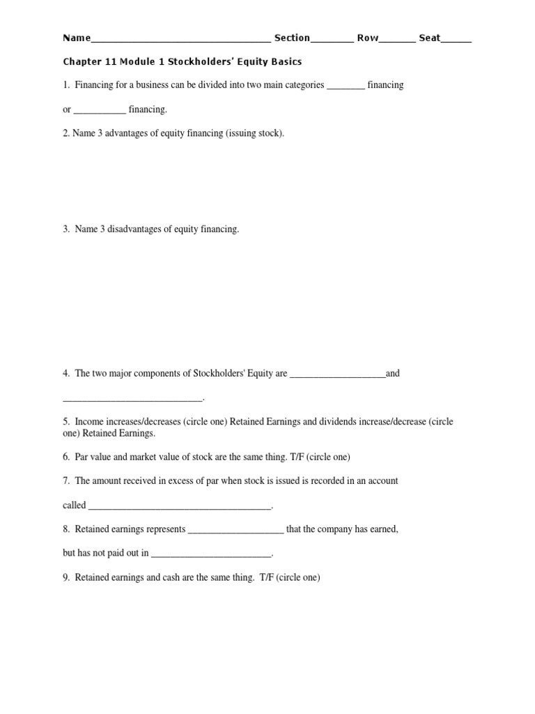 Stockholders' Equity Essentials Guide | PDF | Finance & Money Management