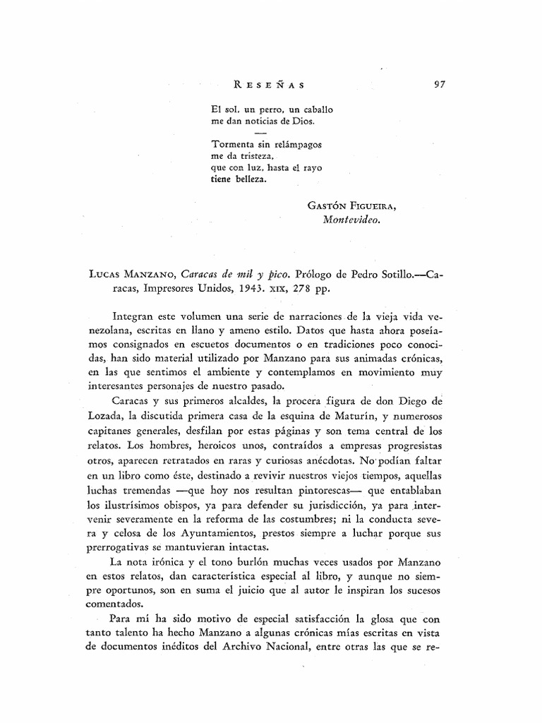 LUCAS MANZANO, Caracas de Mil y Pico. Prologo de Pedro Sotillo.-Caracas ...