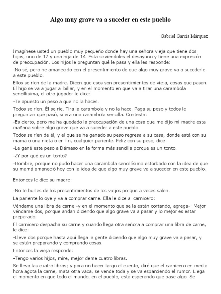 Algo Muy Grave Va A Ocurrir en Este Pueblo | PDF | Novela negra ...